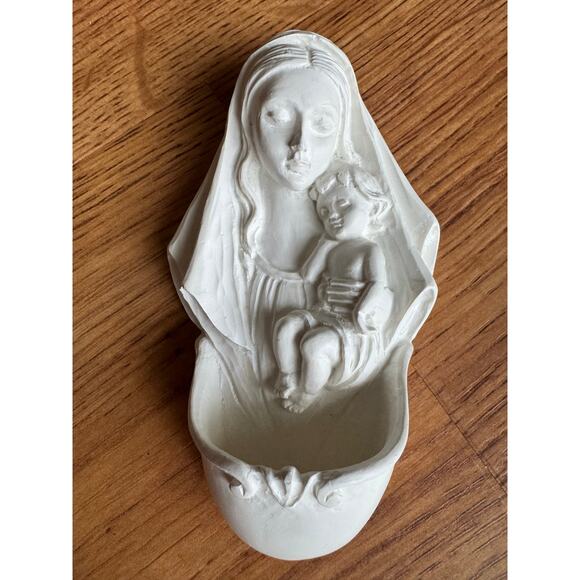 Unknown | Accents | Vintage Holy Water Font White Porcelain Mary And ...